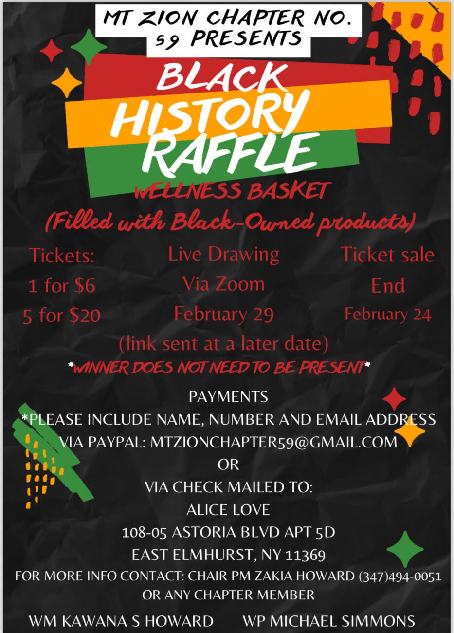 Mt. Zion No. 59 Black History Wellness Basket Raffle | Eureka Grand ...