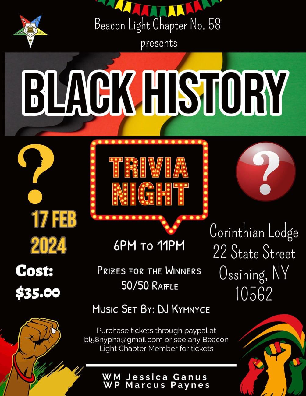 Beacon Light No.58 Black History Trivia Night | Eureka Grand Chapter